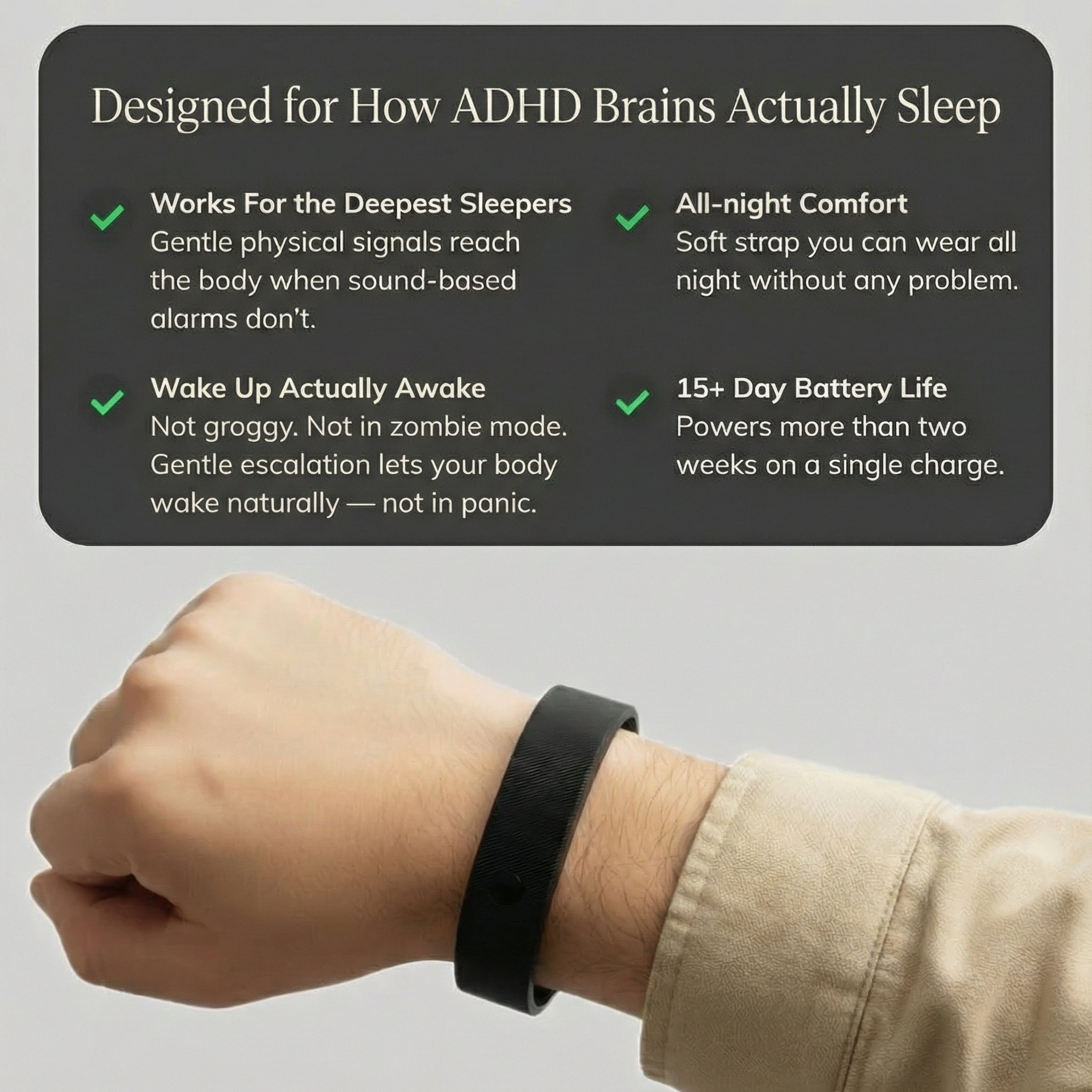 Wake Up Band: Best Alarm Clock for Heavy Sleepers & ADHD – Dawn Sleep